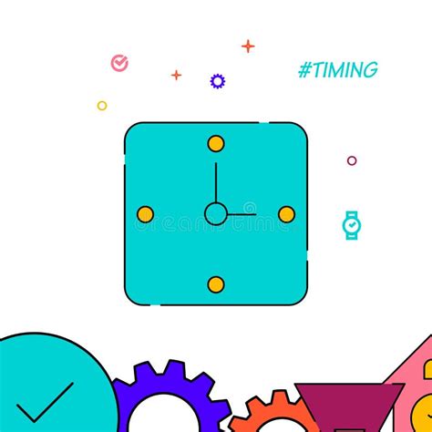 Analog Square Clock Filled Line Icon Simple Illustration Stock Vector