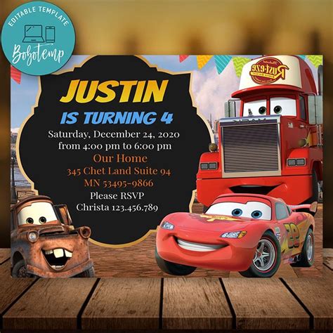 Lightning Mcqueen Invitations