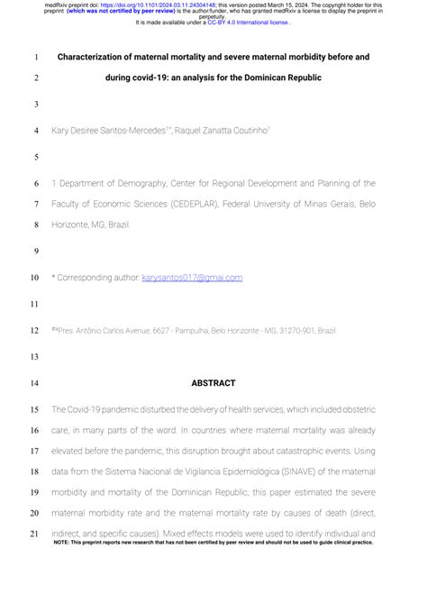 Pdf Characterization Of Maternal Mortality And Severe Maternal