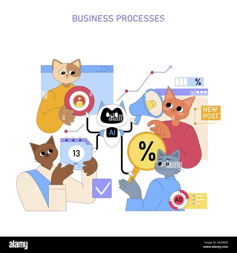 Business Processes Illustrated Through Engaging Characters Showing Teamwork And Communication