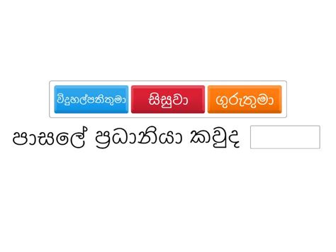 නිවැරදි පිළිතුර තෝරමු Complete The Sentence