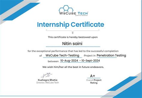 Nitin Saini On Linkedin Internship Wscubetech Penetrationtesting