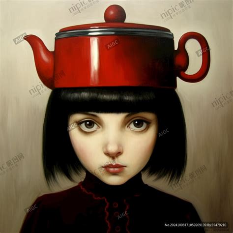 Ai创作图cg头像 数字肖像插画 写实人物插画 超现实主义画作 Cgi超现实主义 红衣女孩子 数字油画插画设计 Cg绘画作品 原创厚涂 赤土陶女子头像 端茶姑娘 写实人物绘画 侍女头像 Cgi