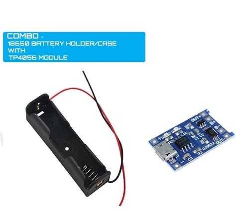 Tp4056 Charging Module Micro Usb With 1s Battery Holder Skynet Robotics