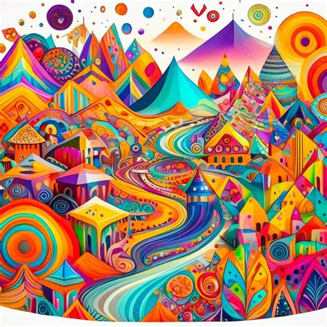 Abstract Geometric Patterns In Bold Contrasting Colors On White Background Stock Image Image