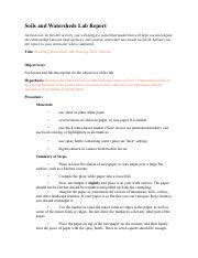 Soils Watersheds Lab Report Adelle Polzin Pdf Soils And Watersheds Lab Report Instructions