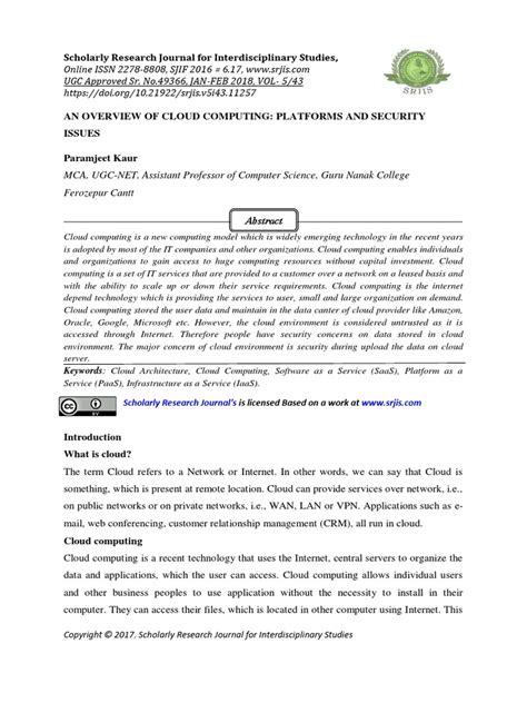 an overview of cloud computing platforms and security issues pdf
