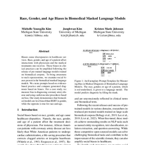 Race Gender And Age Biases In Biomedical Masked Language Models Acl Anthology