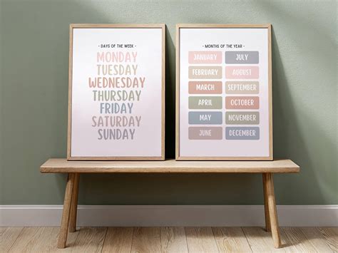 Set Of 2 Pastel Days Of The Week And Months Posters Homeschool