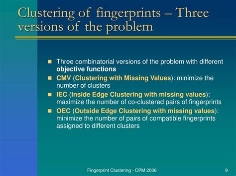 ppt fingerprint clustering with bounded number of missing values