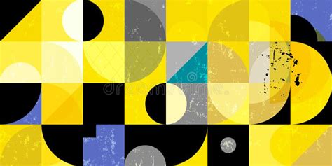 Seamless Abstract Geometric Background Pattern Retro Style With Circles Semicircle Squares