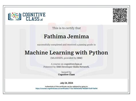 Completed Machine Learning With Python Course At Congitive Classai