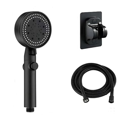 Лейка с кнопкой стоп для душа Shower Set Насадка с держателем для душа в ванной комнате Черная