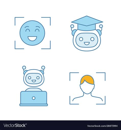 Machine Learning Color Icons Set Royalty Free Vector Image