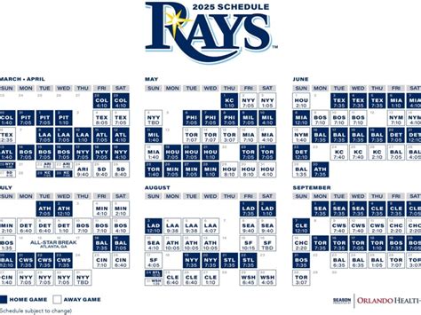 Tampa Bay Rays 2025 Printable Schedule Free Editable Printables