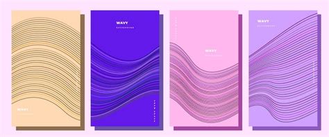 Premium Vector Colorful Wavy Lines Background Template Set Copy Space For Banner Landing Page