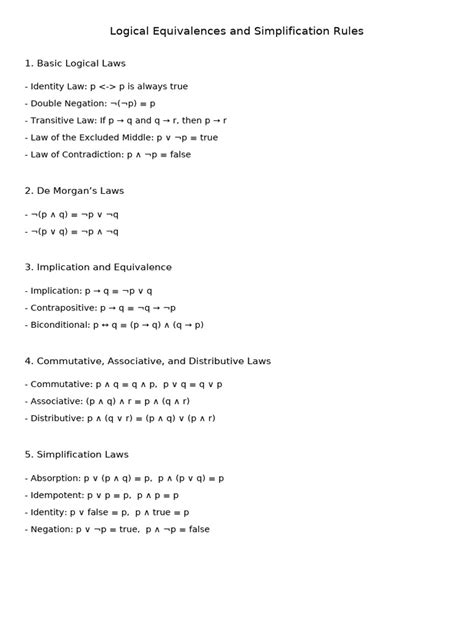 Logical Equivalences Rules Pdf