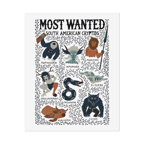 South American Cryptids Art Print Folklore Illustration Etsy