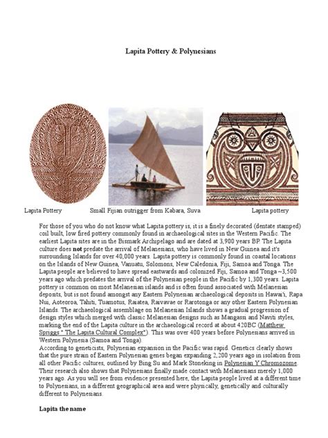 Lapita Pottery And Polynesians Polynesia