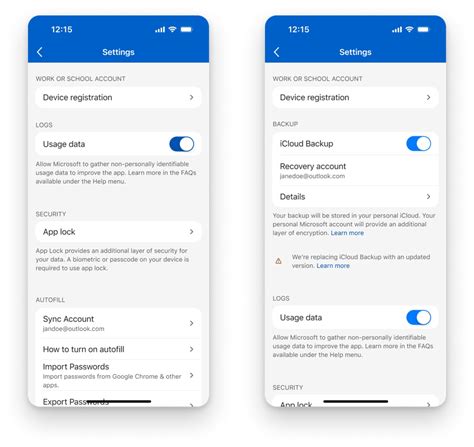 Microsoft Authenticator für iOS Backup künftig über iCloud