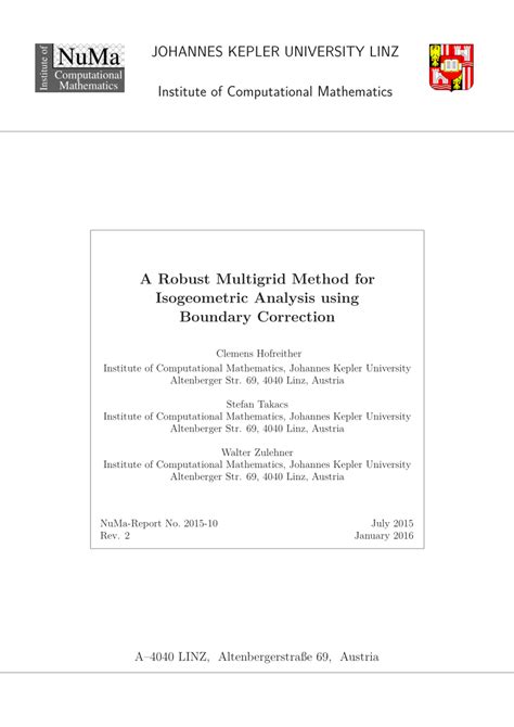 Pdf A Robust Multigrid Method For Isogeometric Analysis Using Boundary Correction