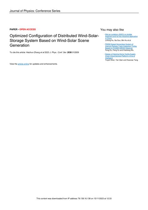 Pdf Optimized Configuration Of Distributed Wind Solar Storage System Based On Wind Solar Scene