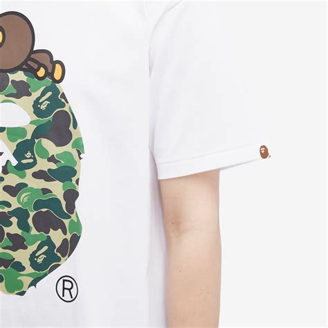 A Bathing Ape Abc Camo On Big Ape T Shirt White And Green End Gb