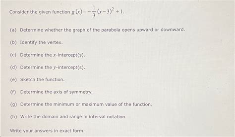 Solved Consider The Given Function G X 13 X 3 2 1 A
