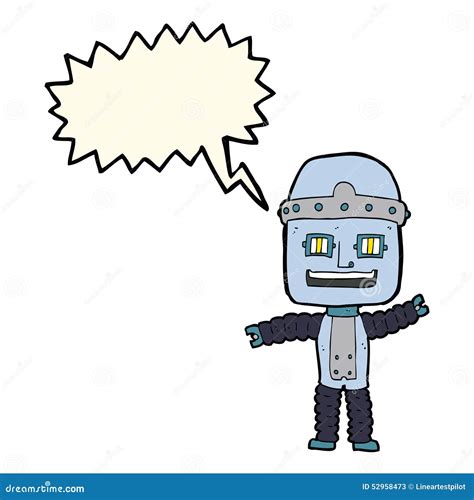 Cartoon Waving Robot With Speech Bubble Stock Illustration Illustration Of Quirky Robot 52958473