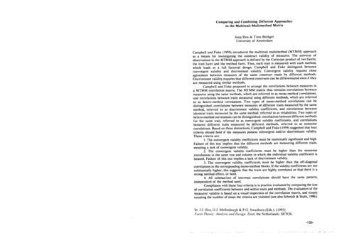 Pdf Comparing And Combining Different Approaches To The Multitrait Multimethod Matrix