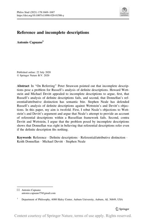 Reference And Incomplete Descriptions