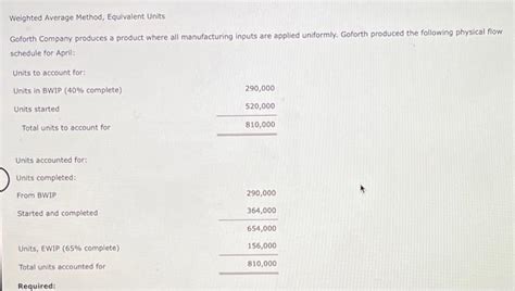 Get Answer Weighted Average Method Equivalent Units Goforth