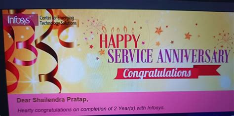 Infosys Infosyscareers Workanniversary Infoscion Milestone Work