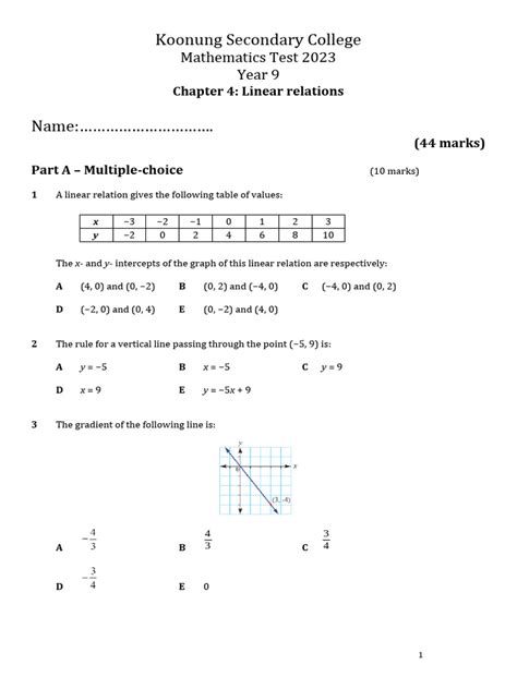 2023 Linear Relations Test Final Pdf Line Geometry Euclidean Geometry