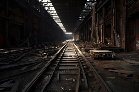 Premium Photo Mine Railway In Undergroud Neural Network Ai Generated Art