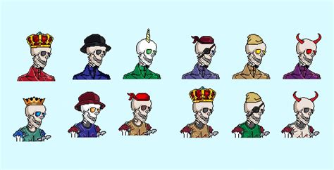 Premium Vector Pixel Art Skull Character With Attribute Assets