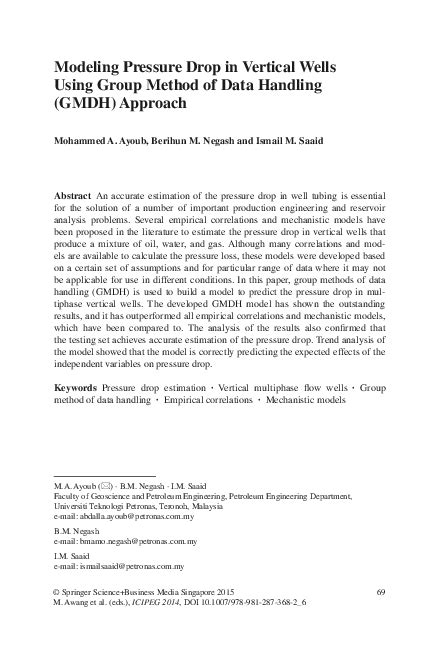 Pdf Modeling Pressure Drop In Vertical Wells Using Group Method Of Data Handling Gmdh Approach
