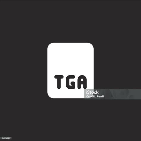 Tga 파일 아이콘 웹 사이트 디자인 및 모바일 응용 프로그램 개발을위한 채워진 Tga 파일 아이콘 검은 색 배경에 격리 된