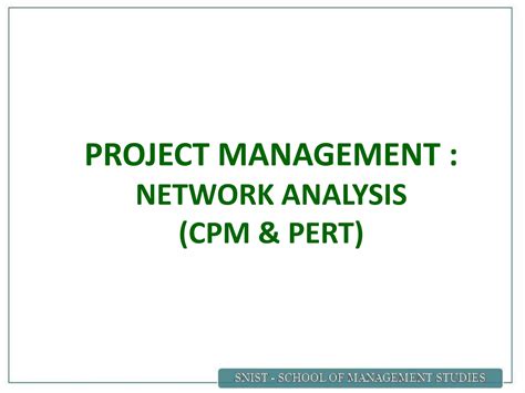 Project Management And Network Analysis Pptx