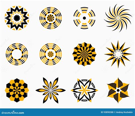 Set Of Symmetric Geometric Shapes Stock Vector Illustration Of Circular Element 93890288