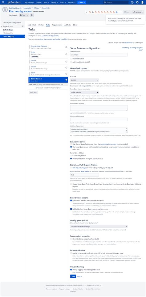 Sonar Scanner Plugin Integration With Bamboo Sonarqube Server Community Build Sonar Community