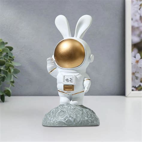 만화 토끼 우주 비행사 입상 조각상 우주인 그림 조각 데스크탑 장식품 공간 테마 귀여운 작은 장식 공예 Aliexpress