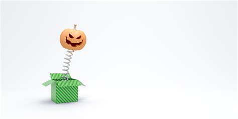 할로윈 호박은 흰색 3d 렌더링에 고립 된 상자에서 튀어 나온다 10월에 대한 스톡 사진 및 기타 이미지 10월 가을 개념 Istock