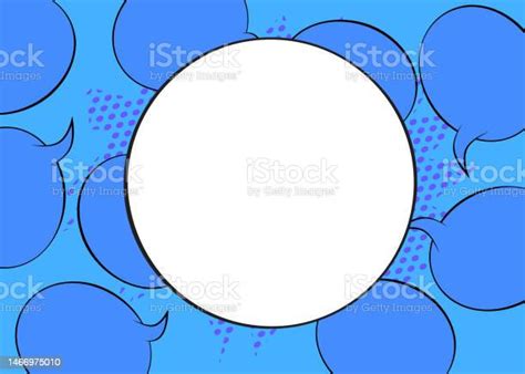 Blank Circle Shape On Blue Cartoon Vector Comic Book Background Pop Art