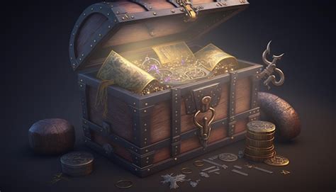 Premium AI Image A Treasure Chest With Coins And A Bottle Of Gold