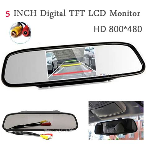 Hight Resolution 5 Inch TFT LCD Car TFT LCD Monitor Mirror Display RCA Input 2 AV Parking System