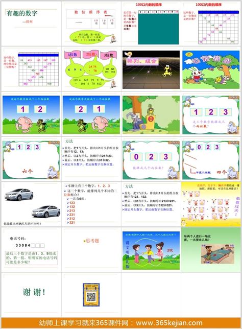 幼儿园大班数学《有趣的数字 排列和组合》ppt课件下载 Ppt课件 365课件网