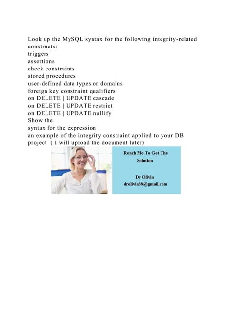 Look Up The Mysql Syntax For The Following Integrity Related Construdocx