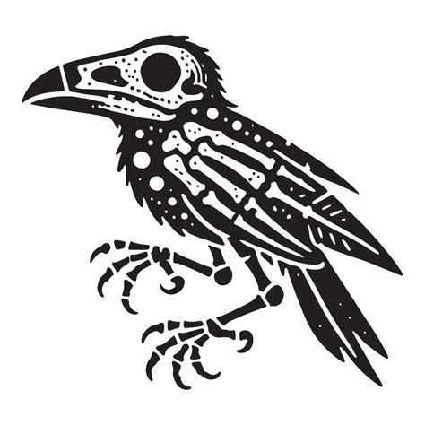 Skeleton Crow Silhouette Illustration Gothic Bird 55566612 Vector Art