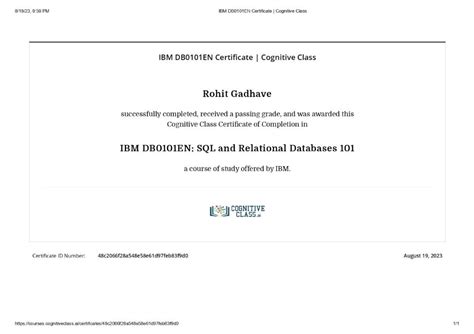 Completed Sql And Relational Database 101 Rohit Gadhave Posted On The